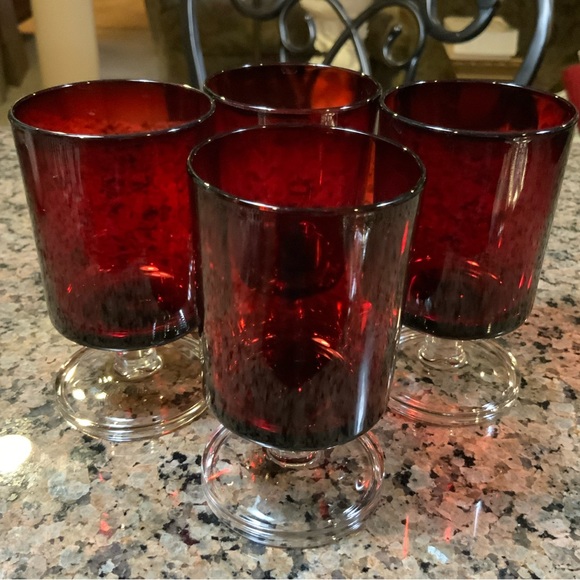 Arcoroc | Dining | Arcoroc Wine Glasses Tumblers Ruby Red Clear Stems ...